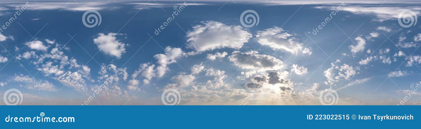 Clear Blue Sky with White Beautiful Clouds. Seamless Hdri Panorama 360 ...