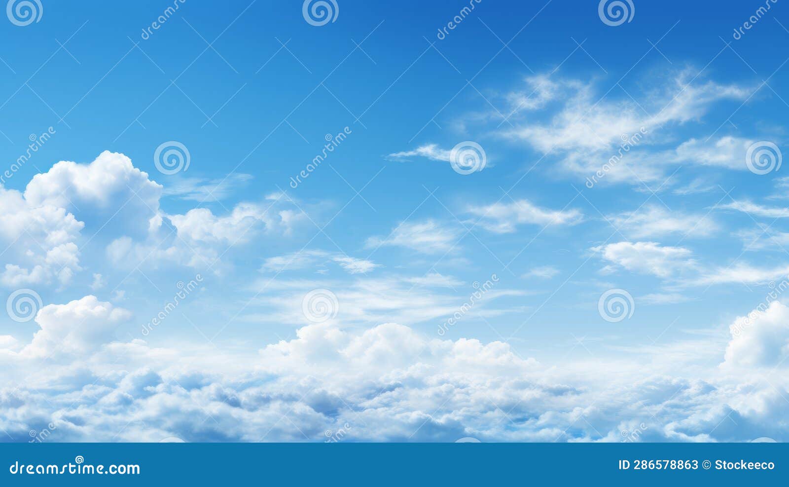 Realistic Hyper-detailed Rendering of Clear Day Sky with Azure Clouds ...