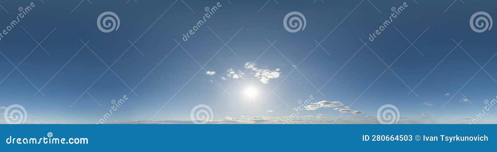 Clear Blue Skybox with Clouds As Seamless Hdri 360 Panorama with Zenith ...