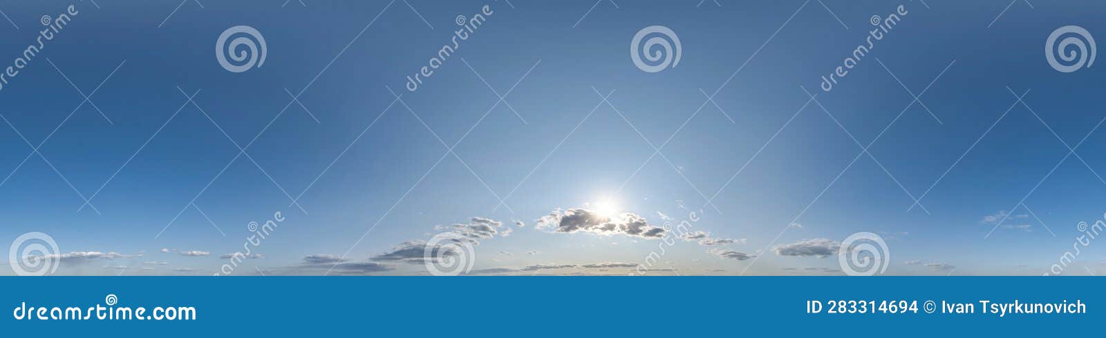 Clear Blue Skybox with Clouds As Seamless Hdri 360 Panorama with Zenith ...