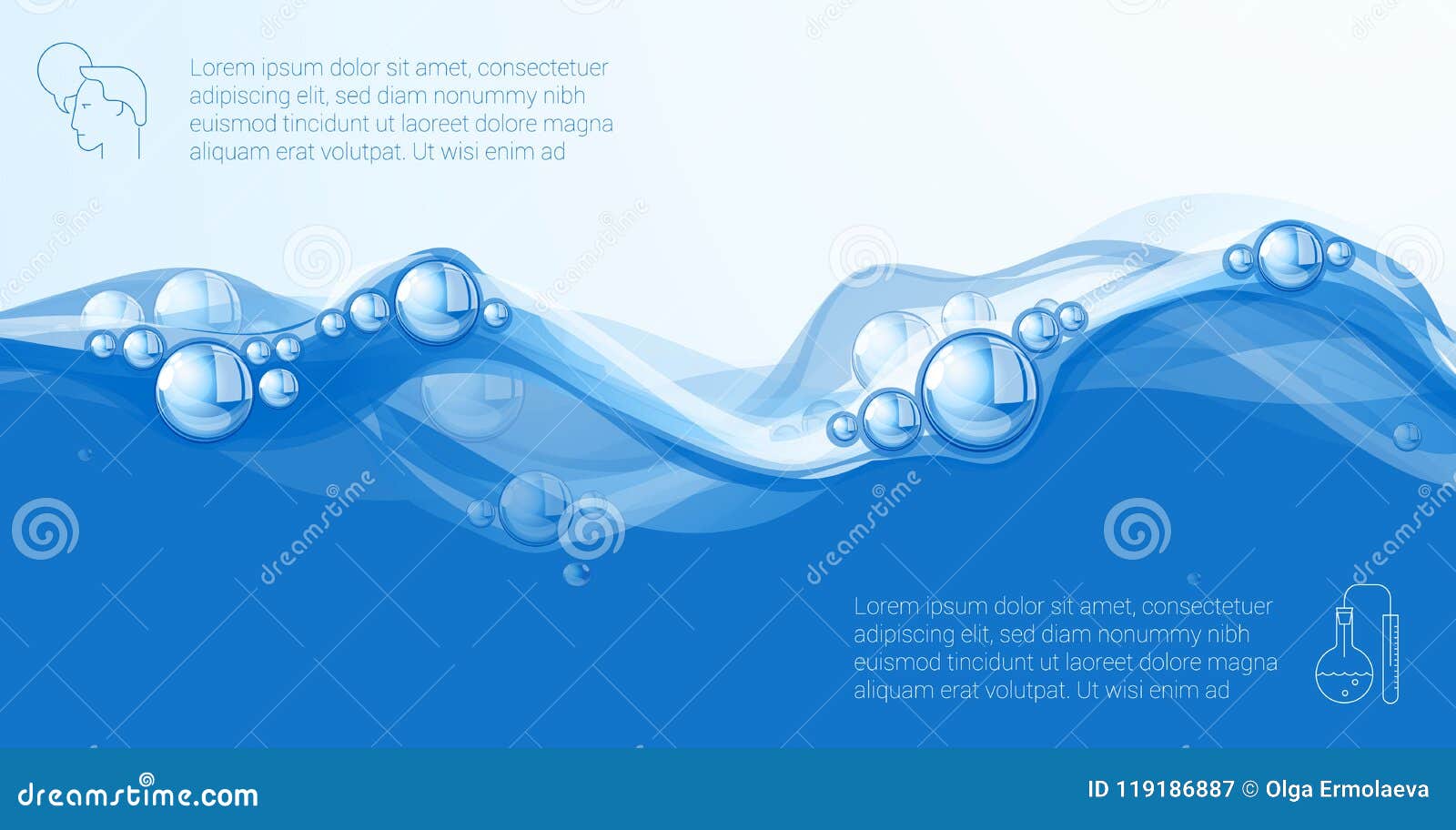 Clear blue water flow stock vector. Illustration of flow - 119186887