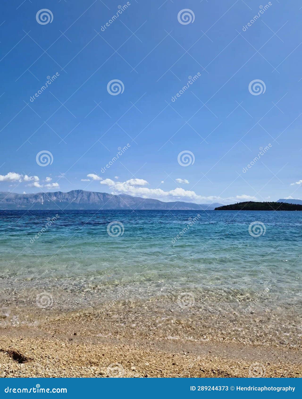 Clear Blue Water Greece Mountains Blue Sky Stock Image - Image of water ...