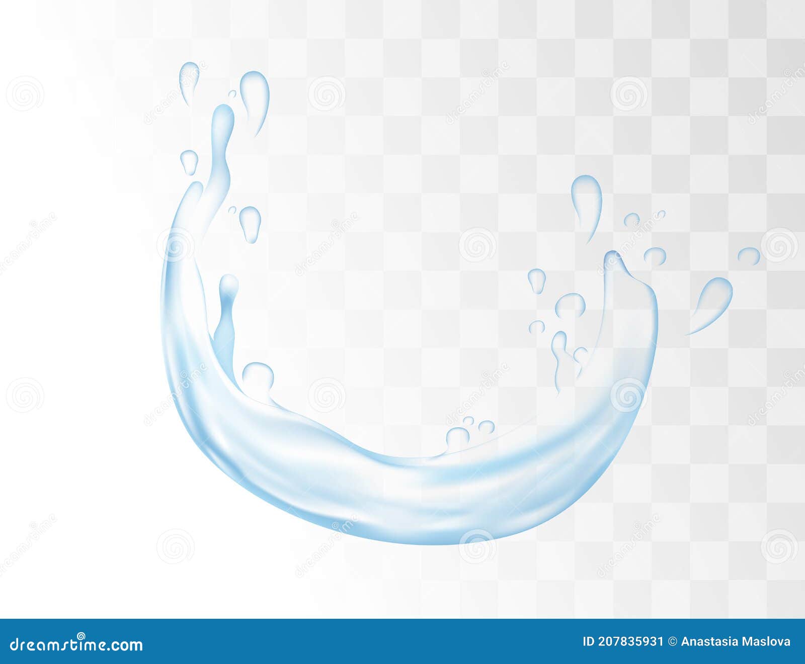 Clear Blue Water Splash With Drops On Transparent Background Vector ...