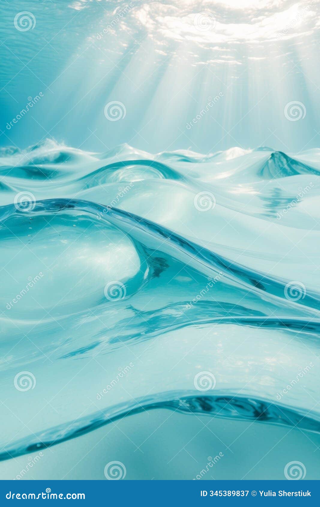 Clear Blue Water Waves with Light Shining through Underwater Sea ...