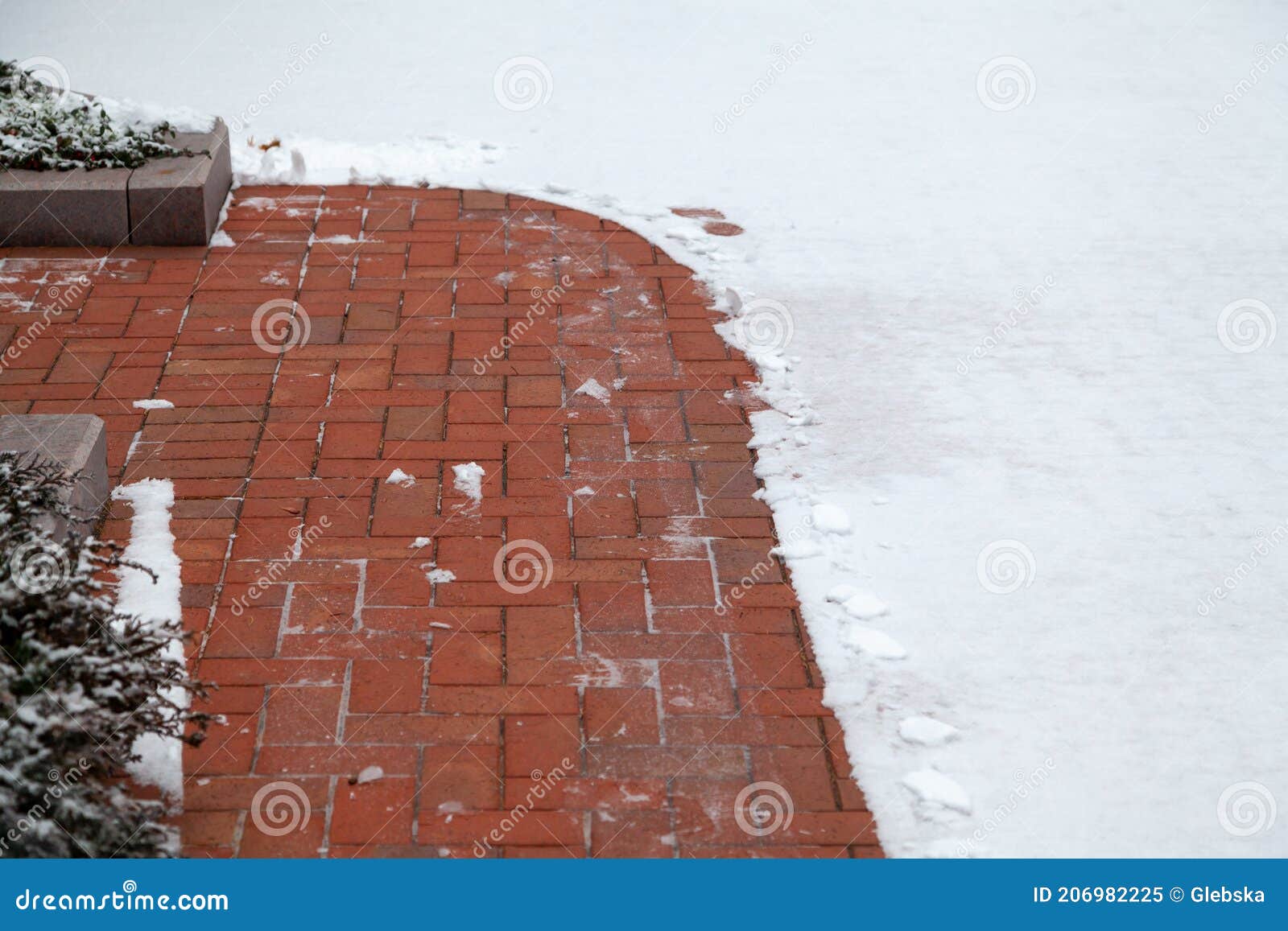 Sidewalk Path Partially Cleared of Snow Stock Image - Image of season ...