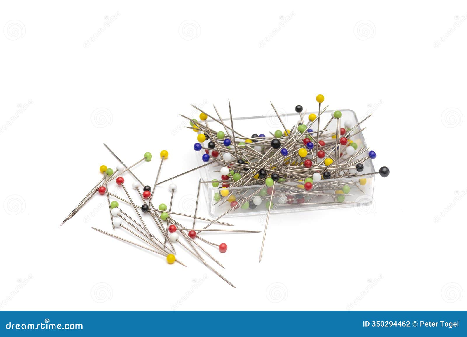 Clear Box of Pins on White Background Minimalist Office Supply Stock ...