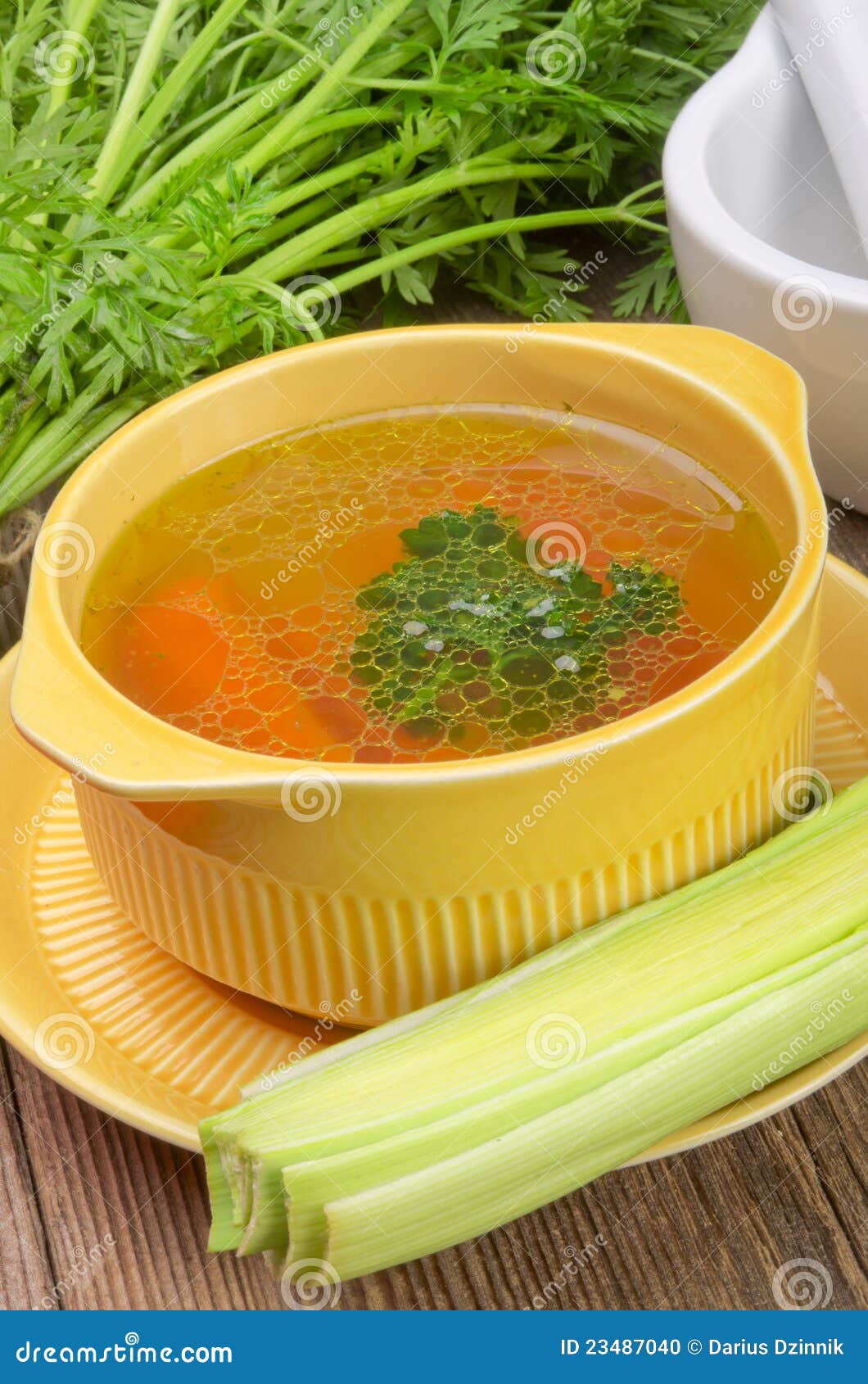 Clear broth stock photo. Image of fresh, green, leaf - 23487040