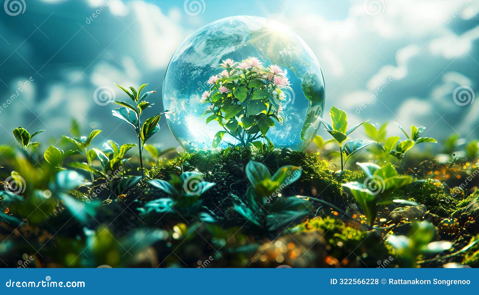 Clear Bubble Glass Globe And Tree Sapling It Represents The ...