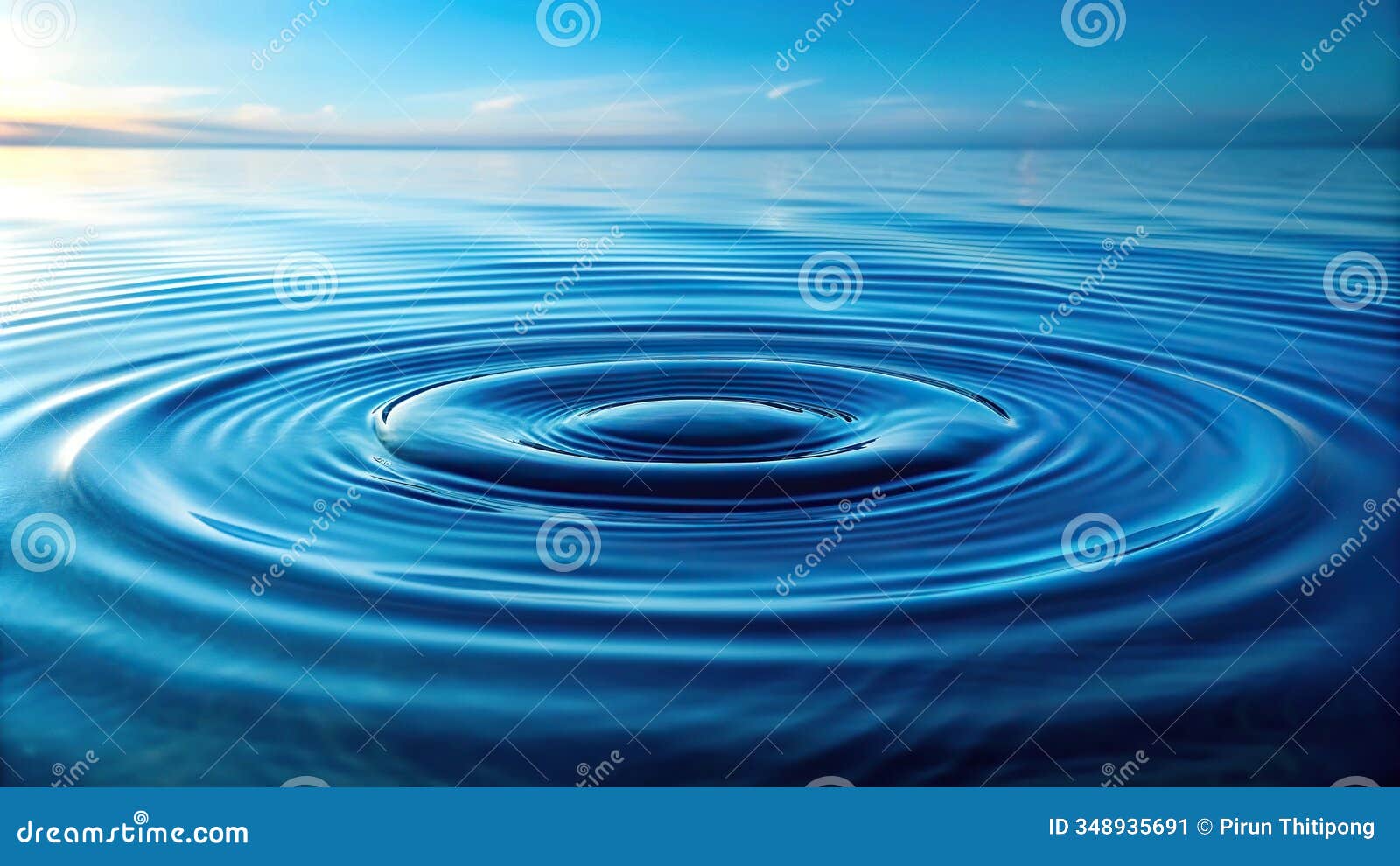 Calm Blue Water Surface with Ripple Silhouette - Generative AI Stock ...