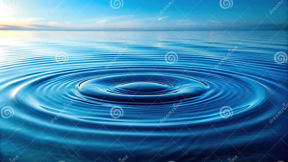 Calm Blue Water Surface with Ripple Silhouette - Generative AI Stock ...