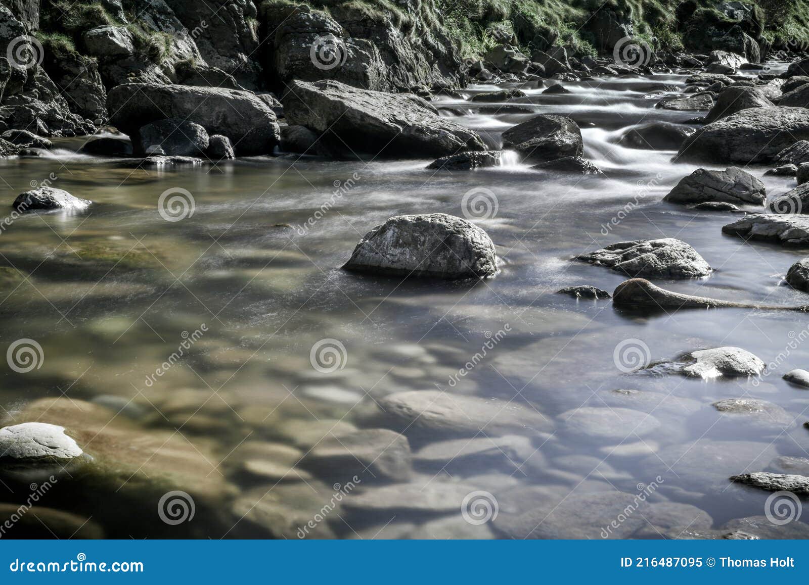 Clear Calm Water at the Bank of a Rushing River Stock Image - Image of ...
