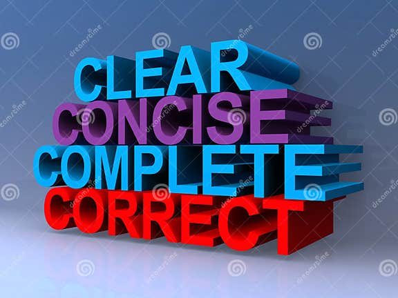 Clear Concise Complete Correct on Blue Stock Illustration ...