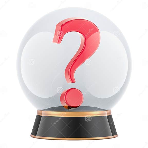 Clear Crystal Ball with Question Mark, 3D Rendering Stock Illustration ...