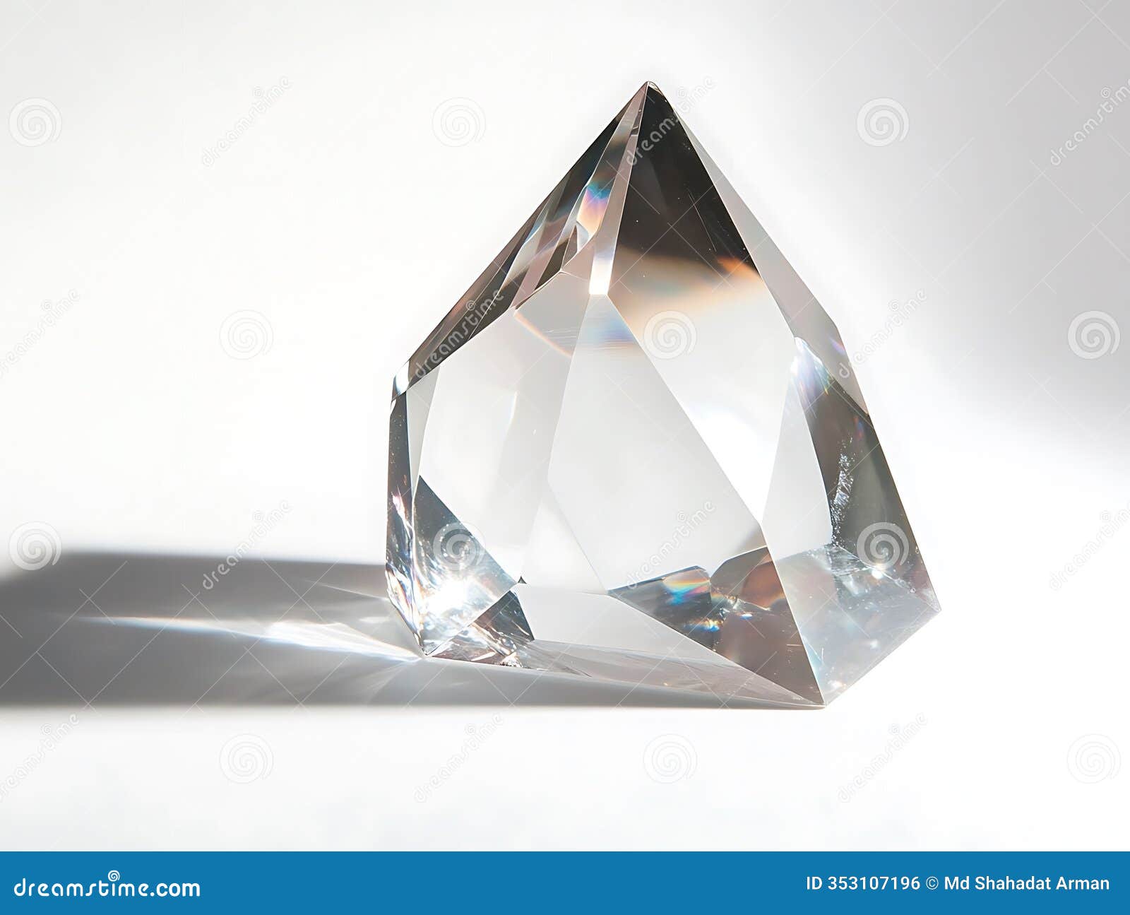 Clear Crystal Gemstone on White Background, Casting a Shadow Stock ...