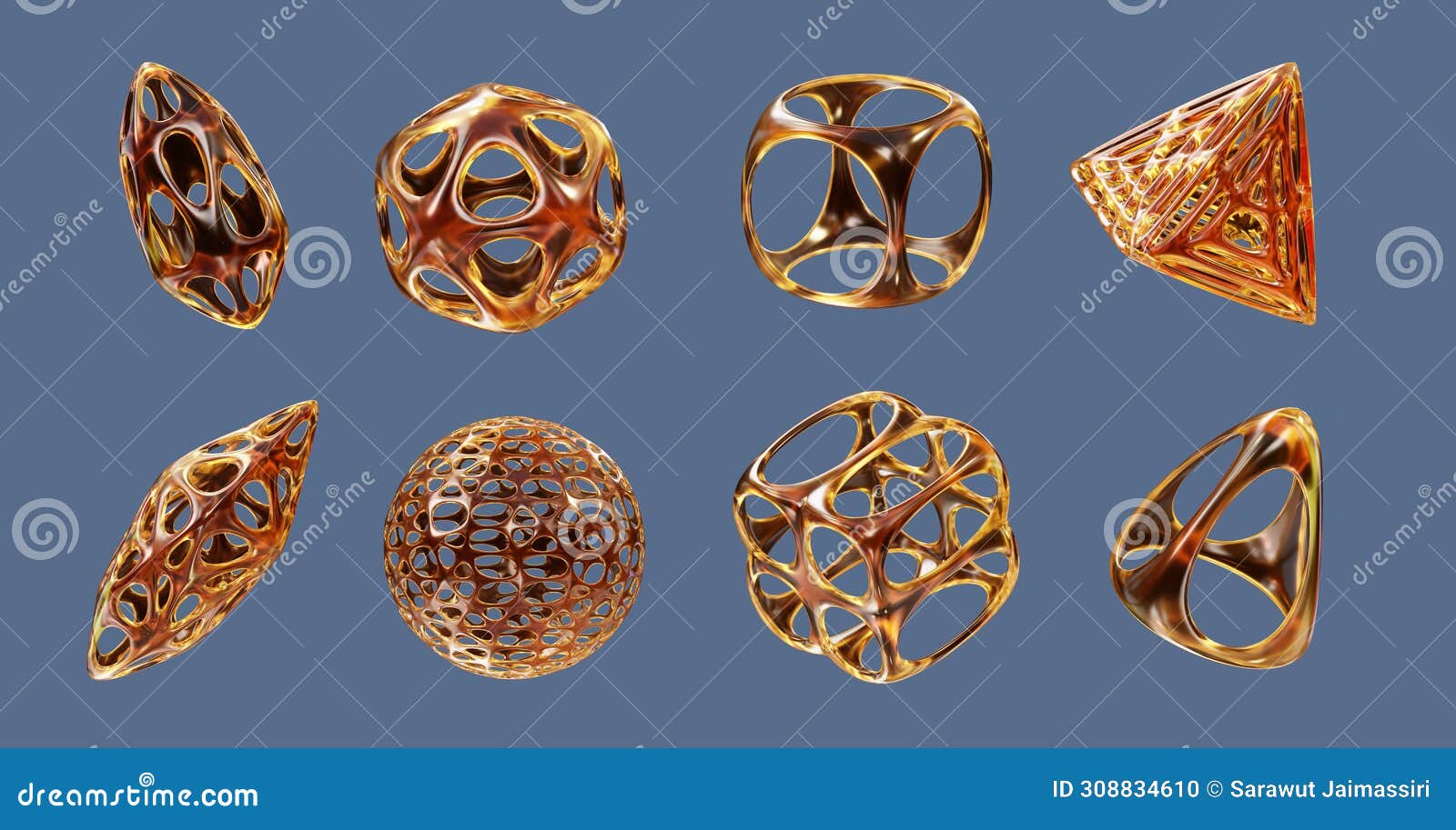 Clear Crystal Geometry Shape Pack Set Isolated Background 3d Rendering ...