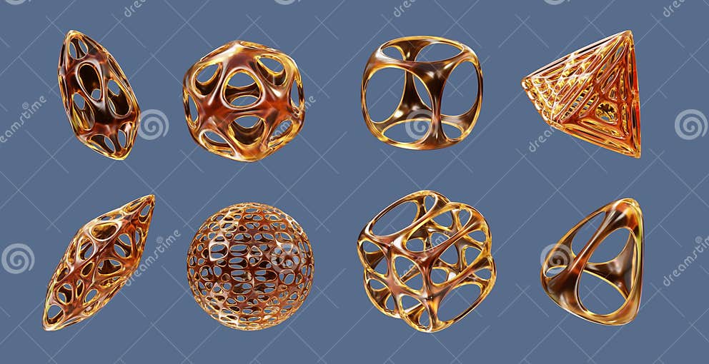 Clear Crystal Geometry Shape Pack Set Isolated Background 3d Rendering ...