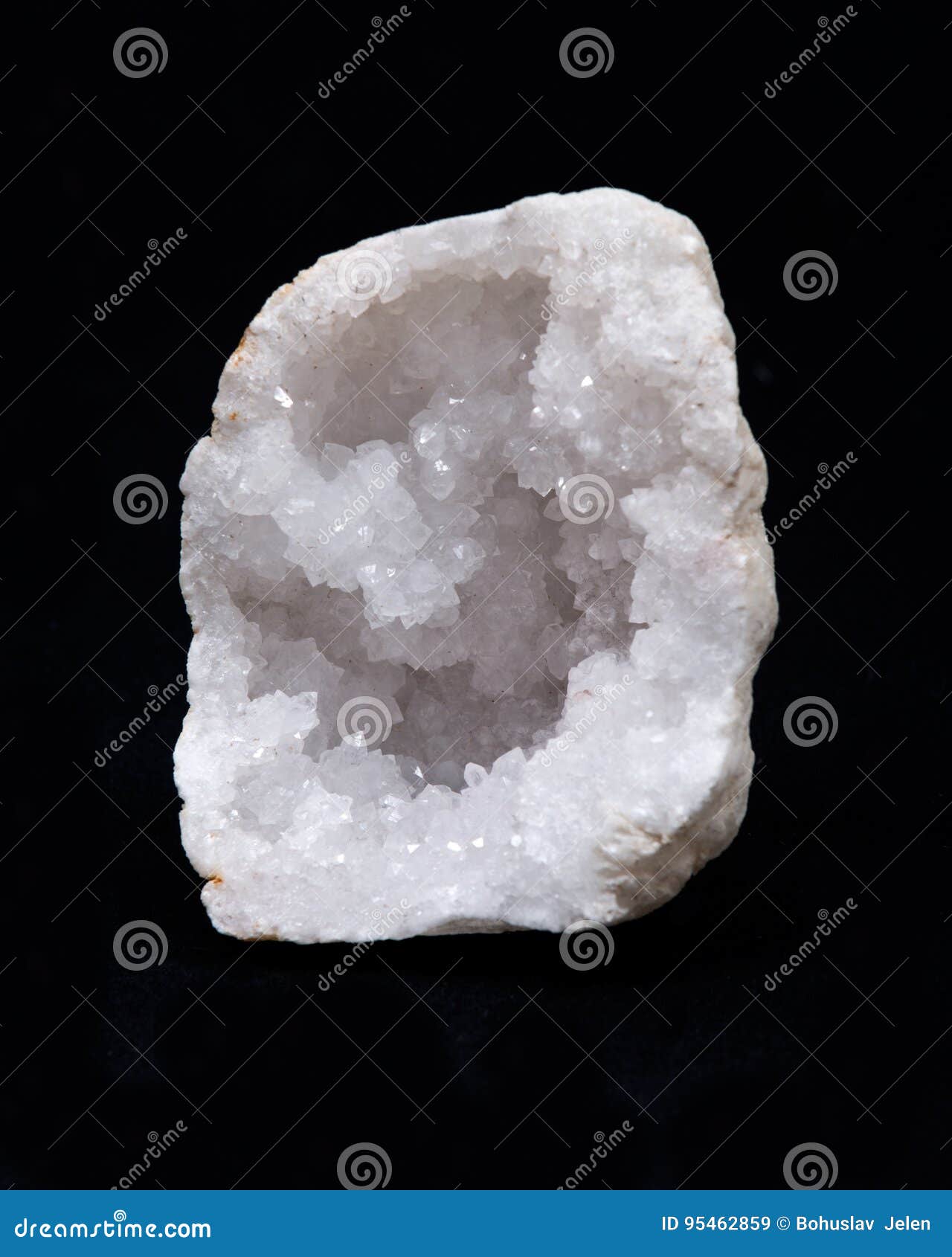 Clear Crystal Quartz Geode with Crystalline Druzy Center Stock Image ...