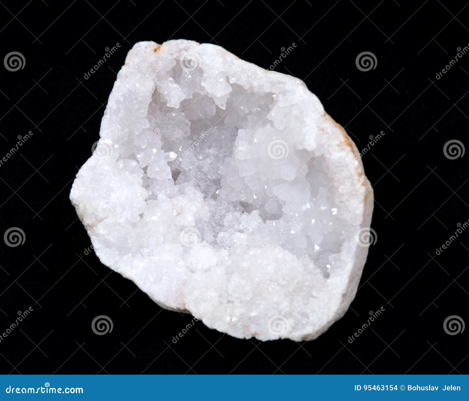 Clear Crystal Quartz Geode with Crystalline Druzy Center Stock Photo ...