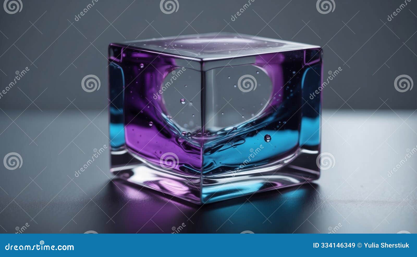 A Clear Cube with Blue and Purple Liquid Inside. Stock Illustration ...