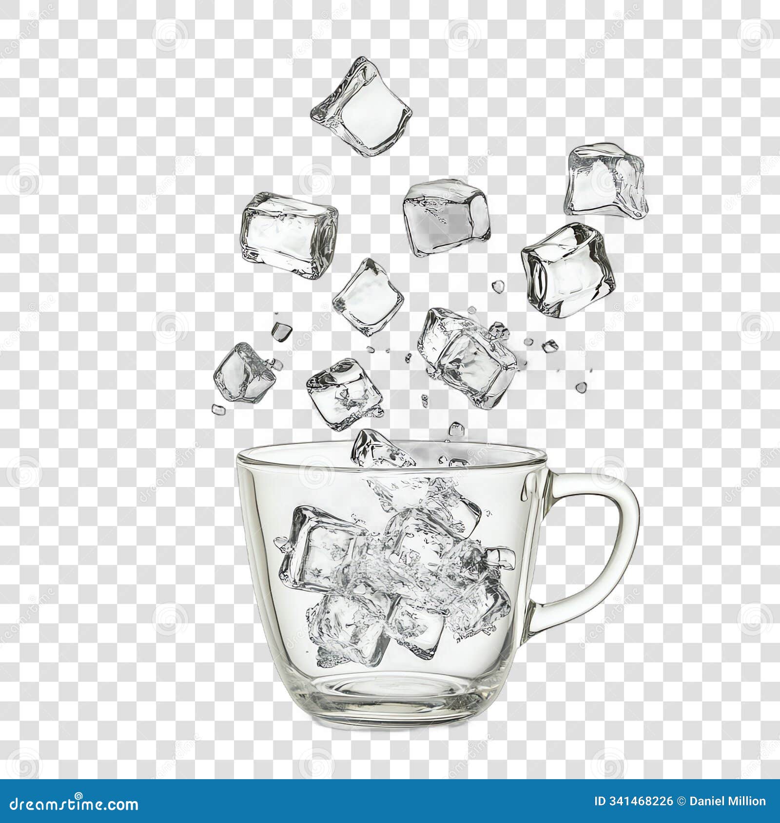 Clear Cup with Ice Falling into it Stock Illustration - Illustration of ...