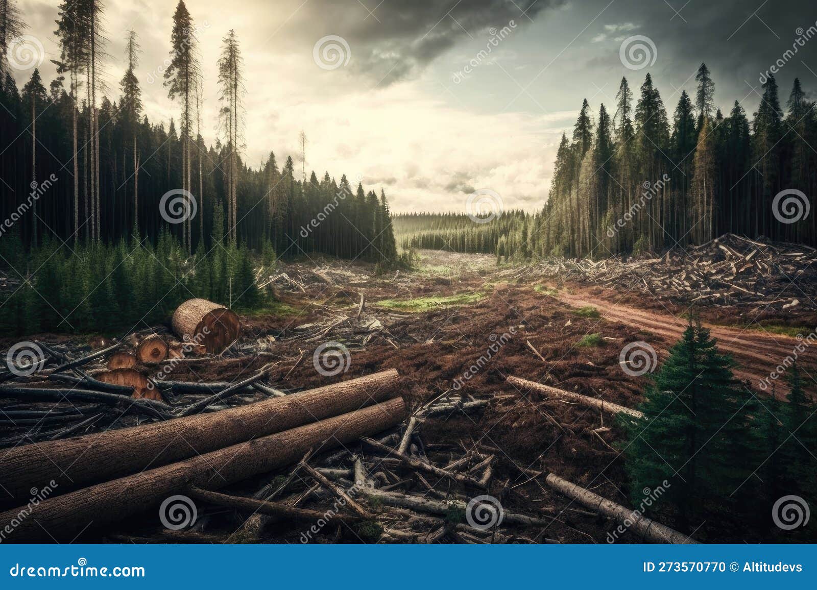 Clear-cut Forest, with Trees Cut Down and Left on the Ground Stock ...