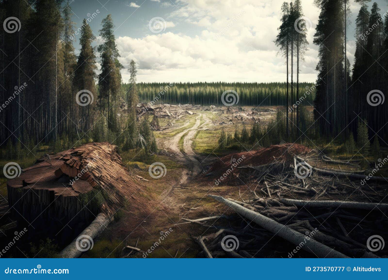 Clear-cut Forest, with Trees Cut Down and Left on the Ground Stock ...