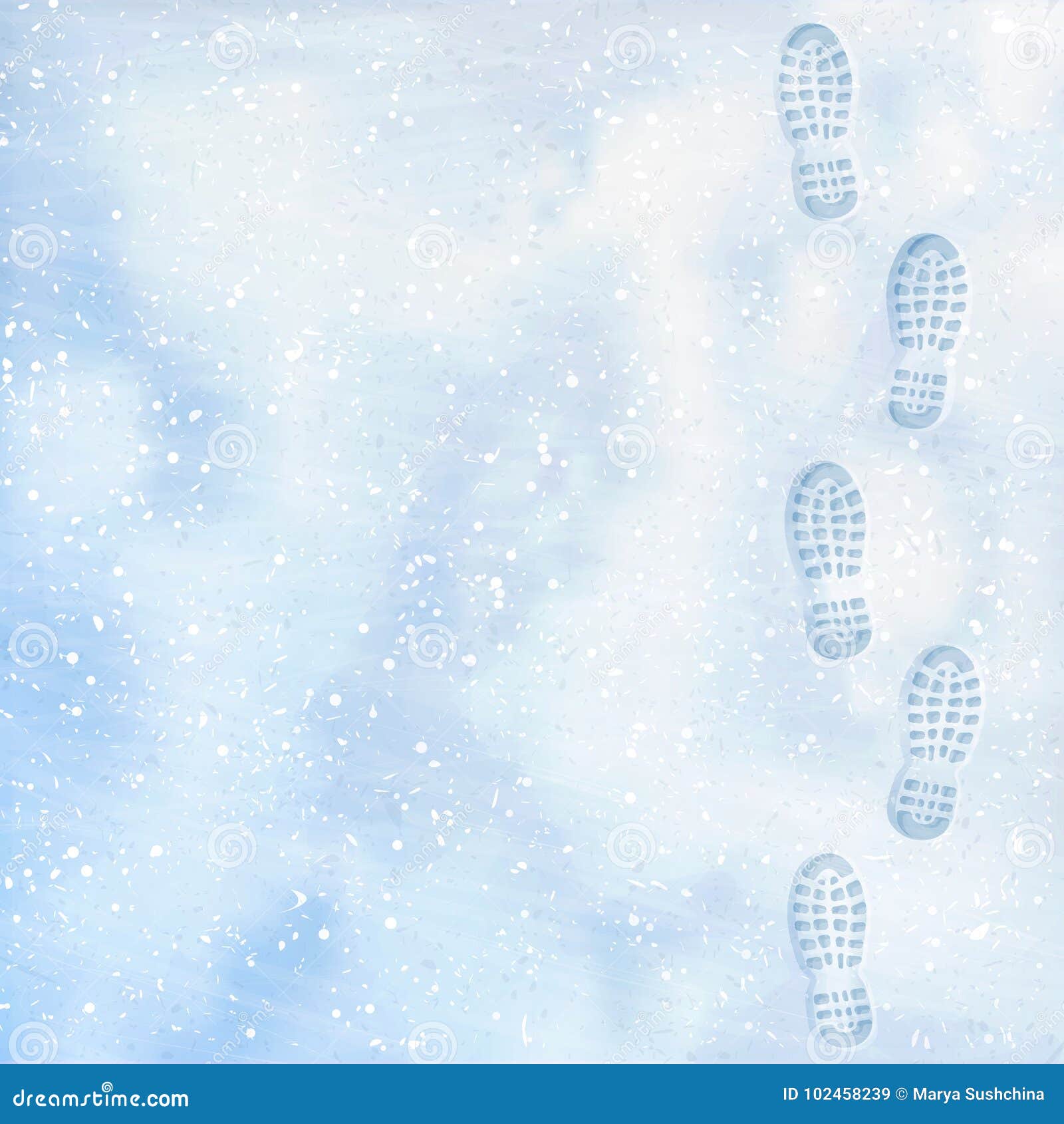 Clear Deep Footprints on White Winter Snow of a Pair of Boots. Track in ...