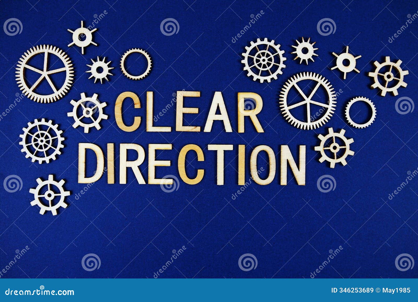 Clear Direction Alphabet Letters with Gears Element on Navy Blue ...