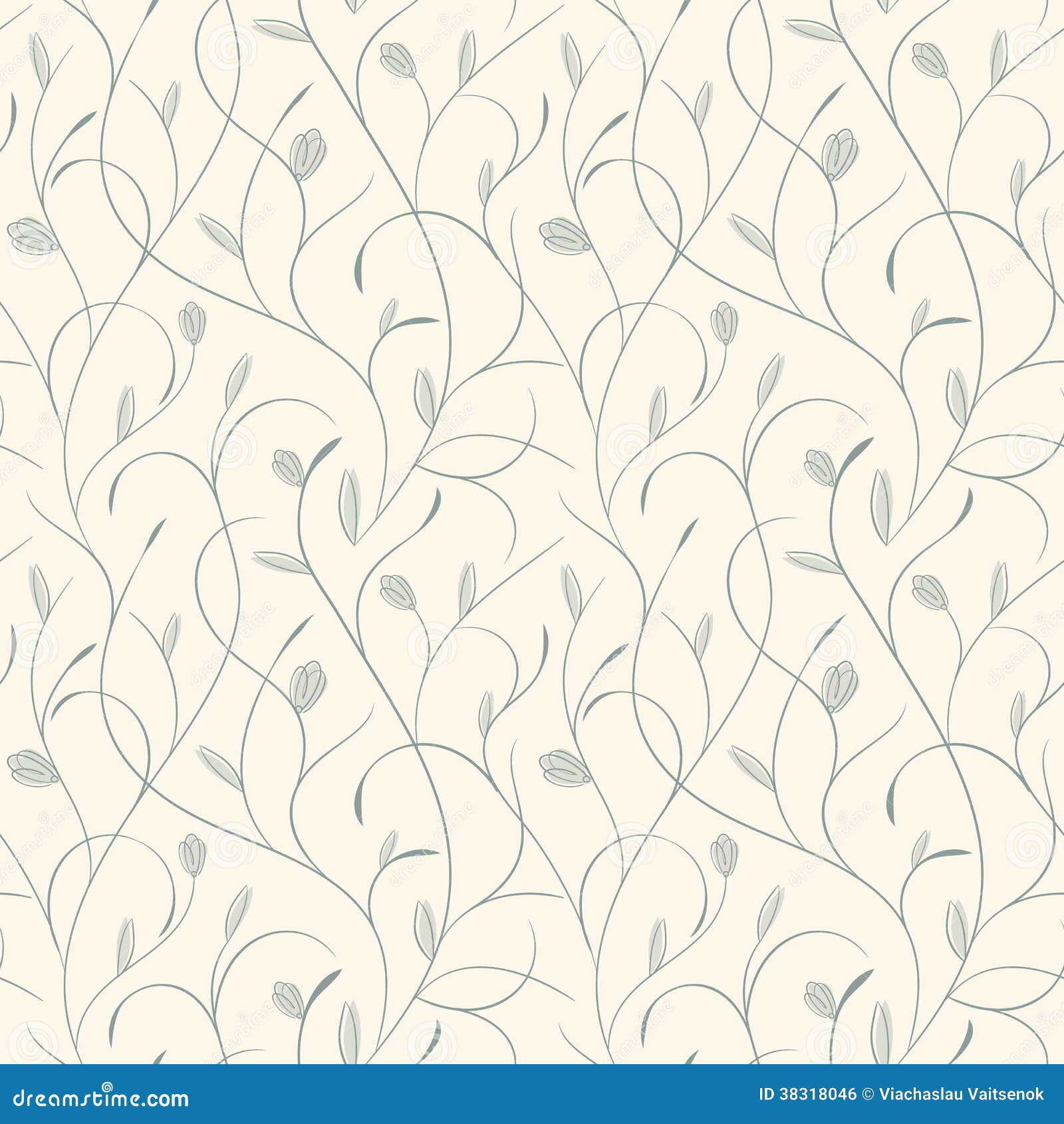 Clear Floral Blue on Beige Seamless Pattern Stock Vector - Illustration ...