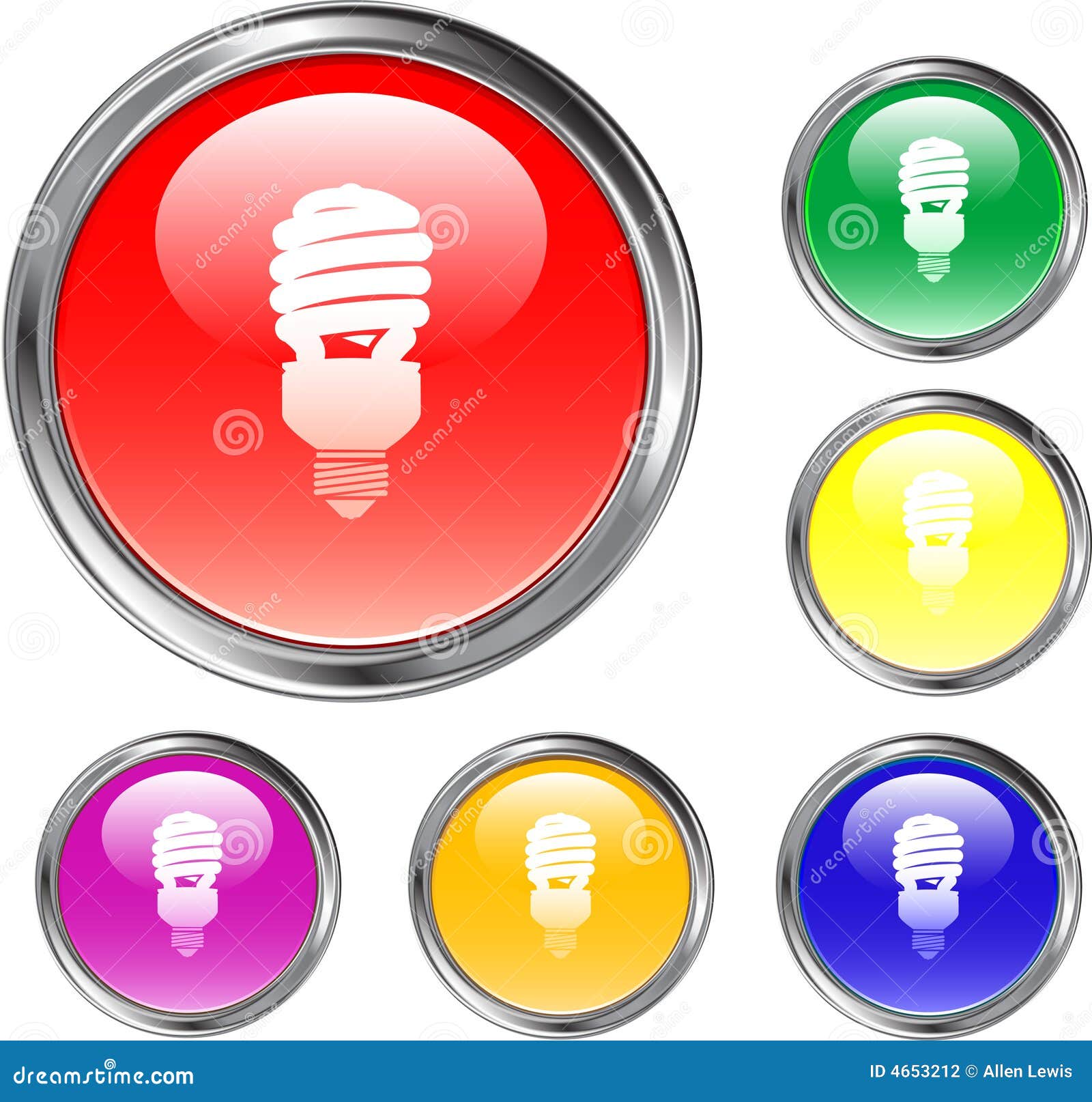 Clear Fluorescent Light Bulb Button Stock Vector - Illustration of ...