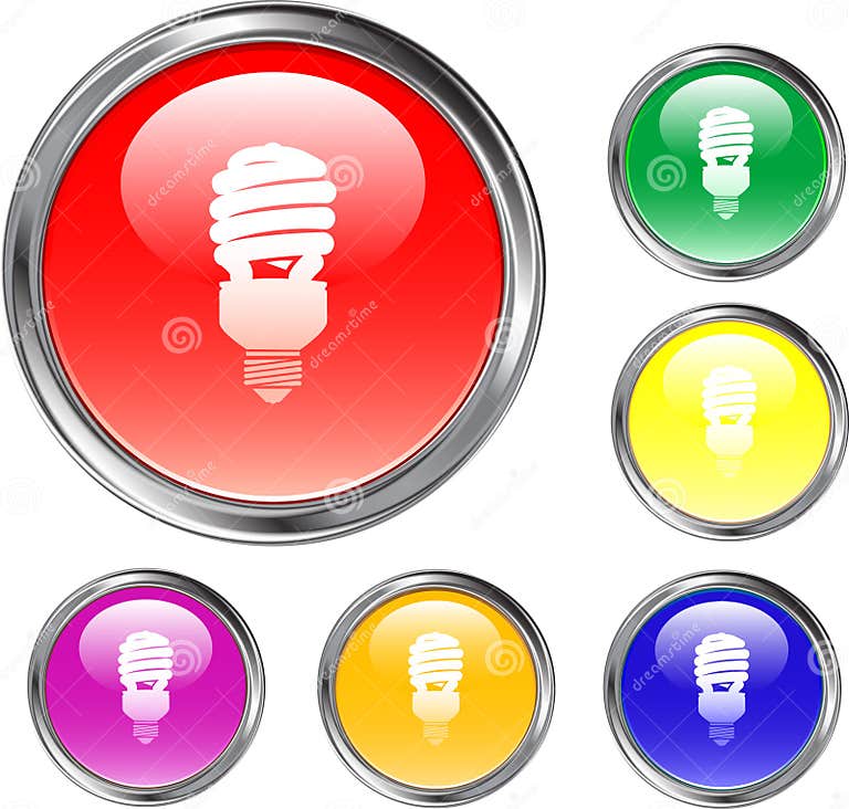 Clear Fluorescent Light Bulb Button Stock Vector - Illustration of ...