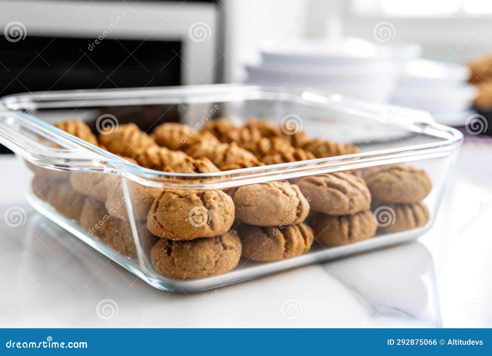 A Clear Food Storage Container Filled with Cookies Stock Photo - Image ...
