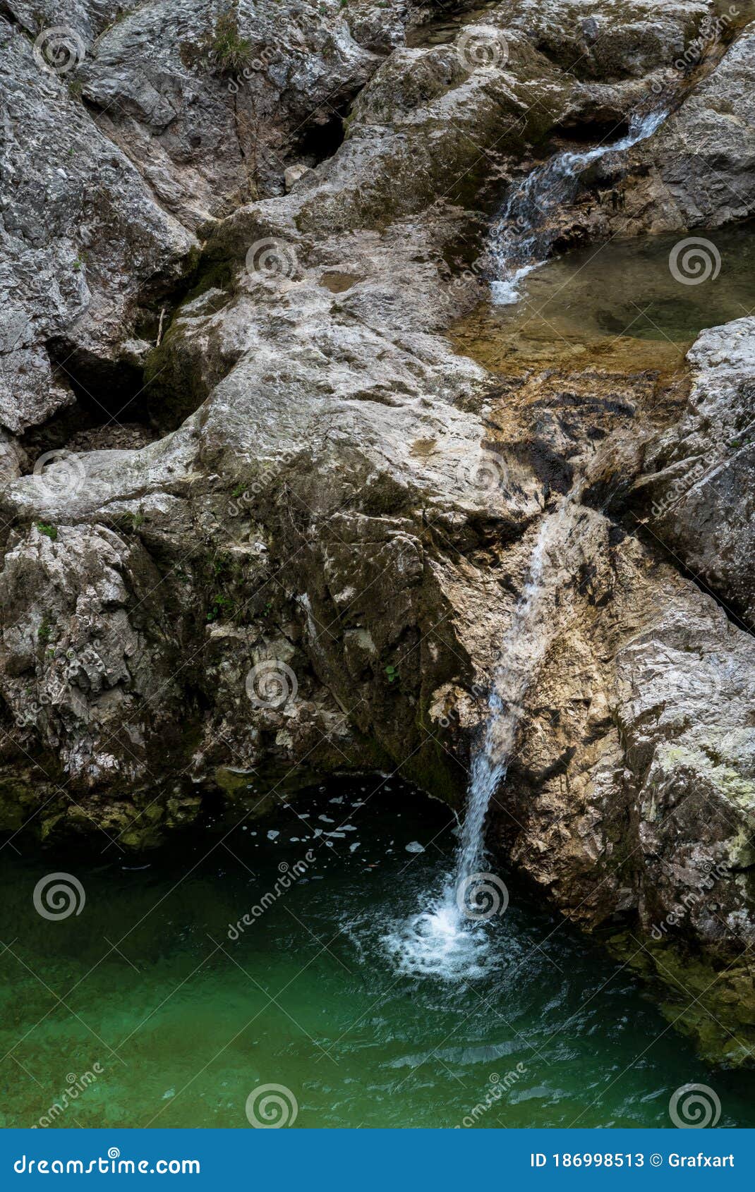 Clear and Fresh Water Flows from Mountain Spring into River Stock Image ...