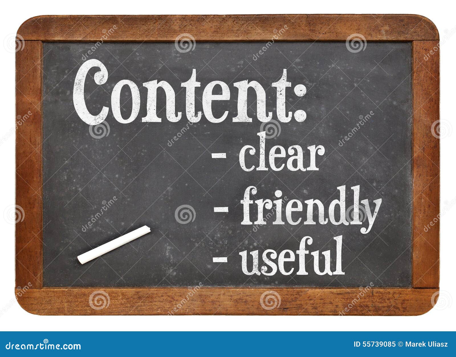 Clear, Friendly and Useful Content on Blackboard Stock Image - Image of ...