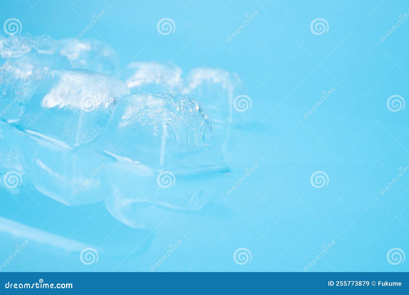 Clear Frost Ice Cubes on Blue Background Stock Image - Image of climate ...