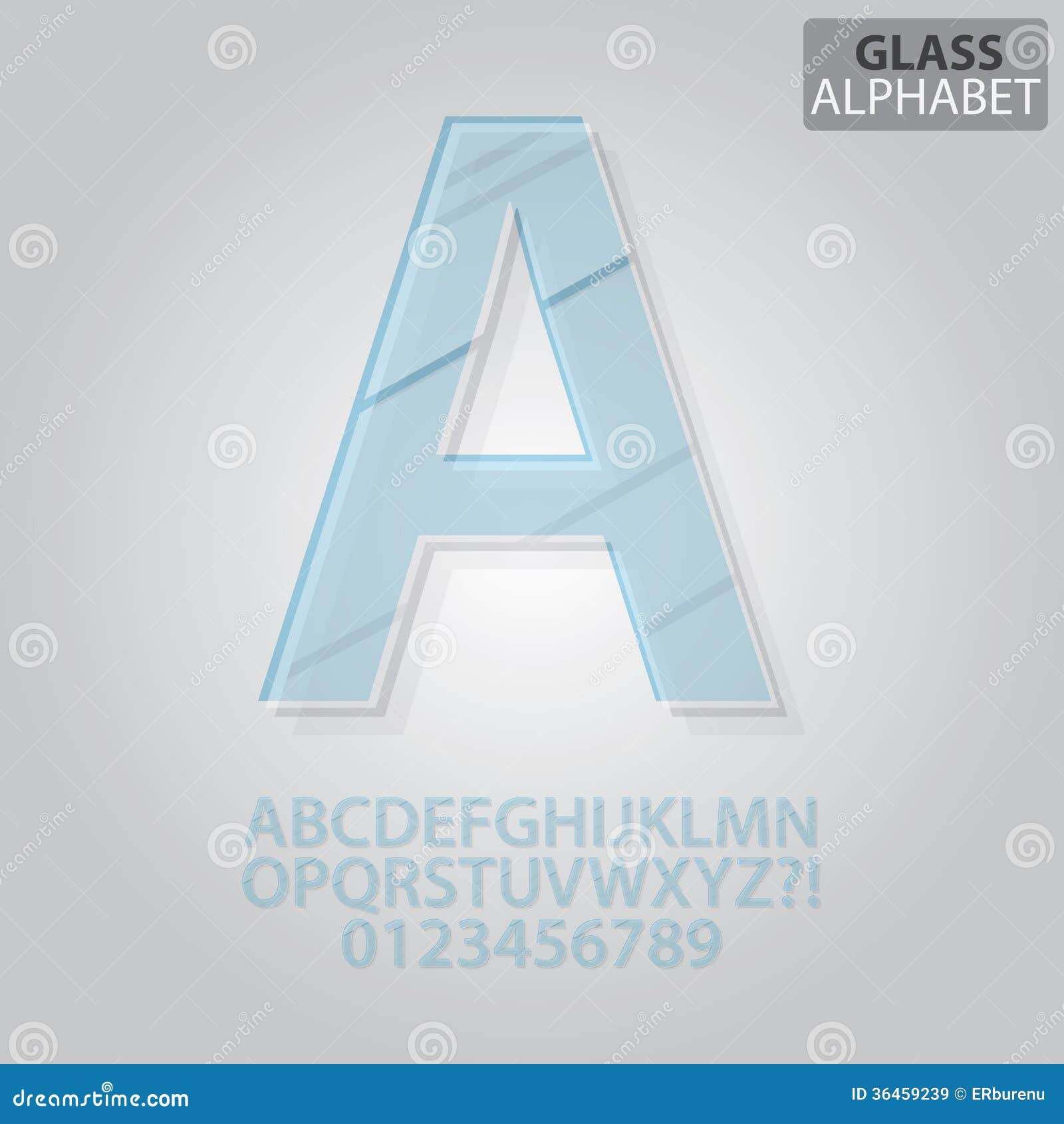 Clear Glass Alphabet and Numbers Vector Stock Vector - Illustration of ...