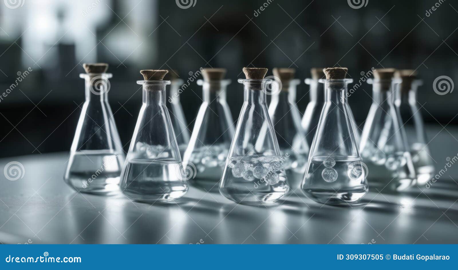 Clear Glass Beakers with Stoppers, Ready for Scientific Experiments ...