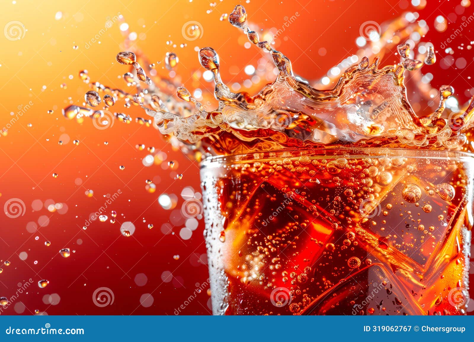 A Clear Glass Filled with Soda, Topped with a Splash of Water Stock ...