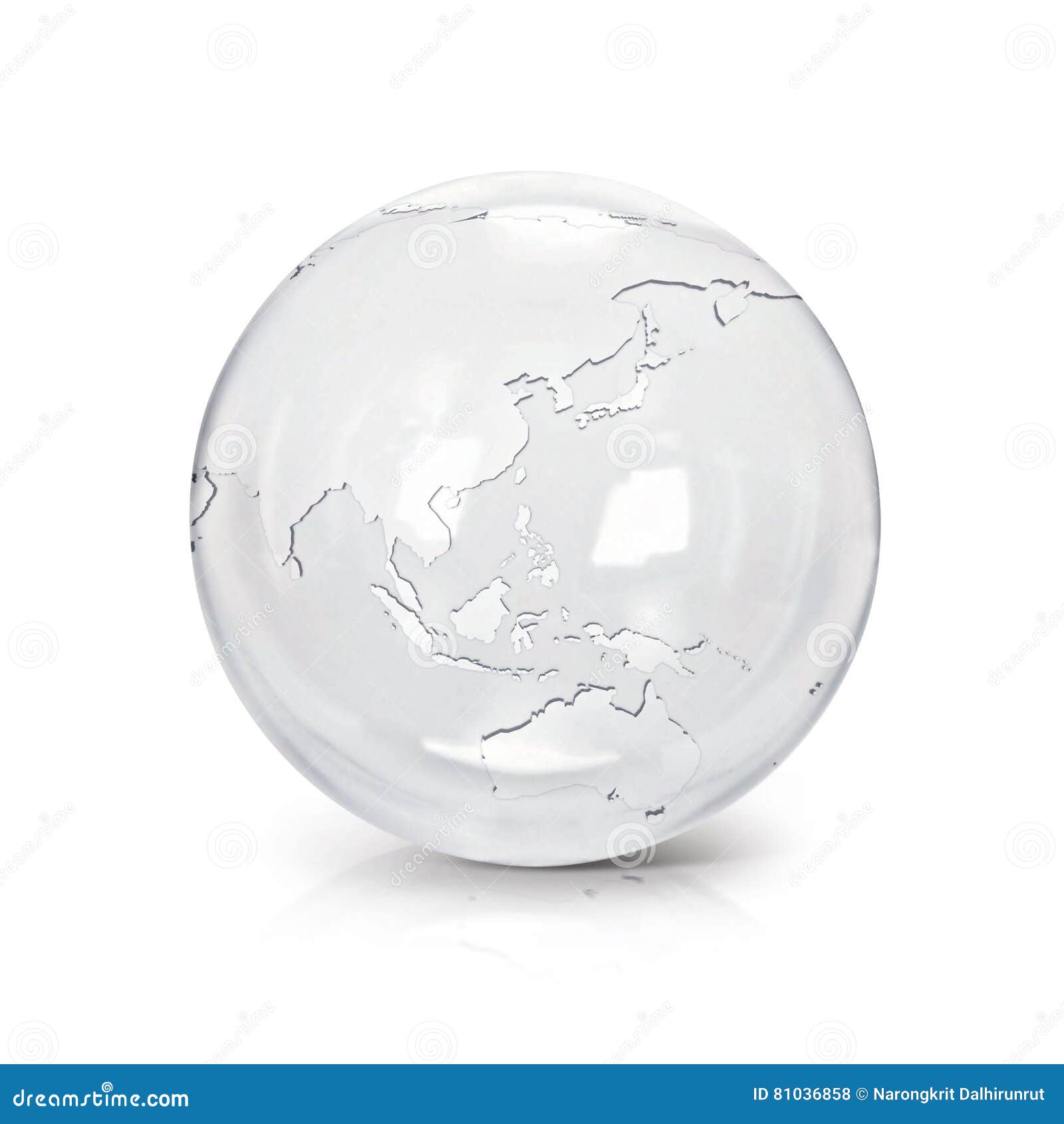 Clear Glass Globe 3D Illustration Asia & Australia Map Stock ...