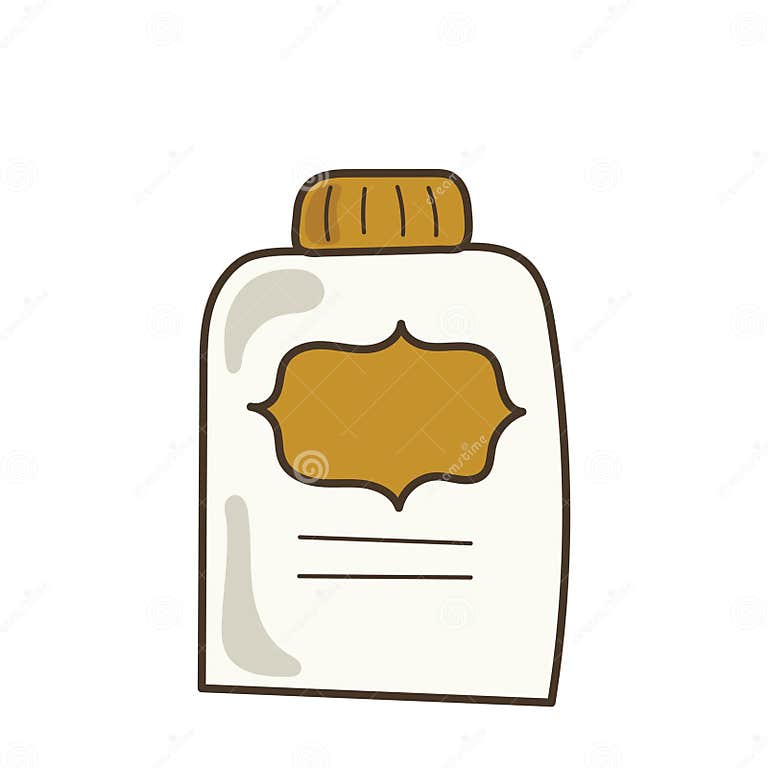 Clear Glass Jar With Lid Storage Container Isolated On White Background Doodle Clipart