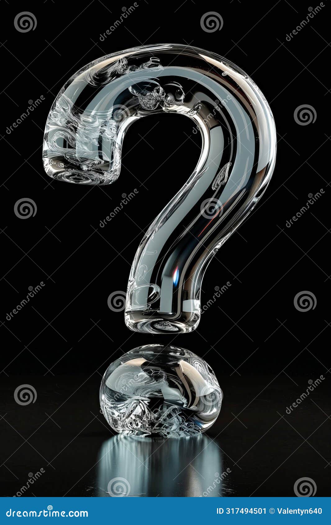 A Clear Glass Question Mark with a Ball Inside. Generative AI Stock ...