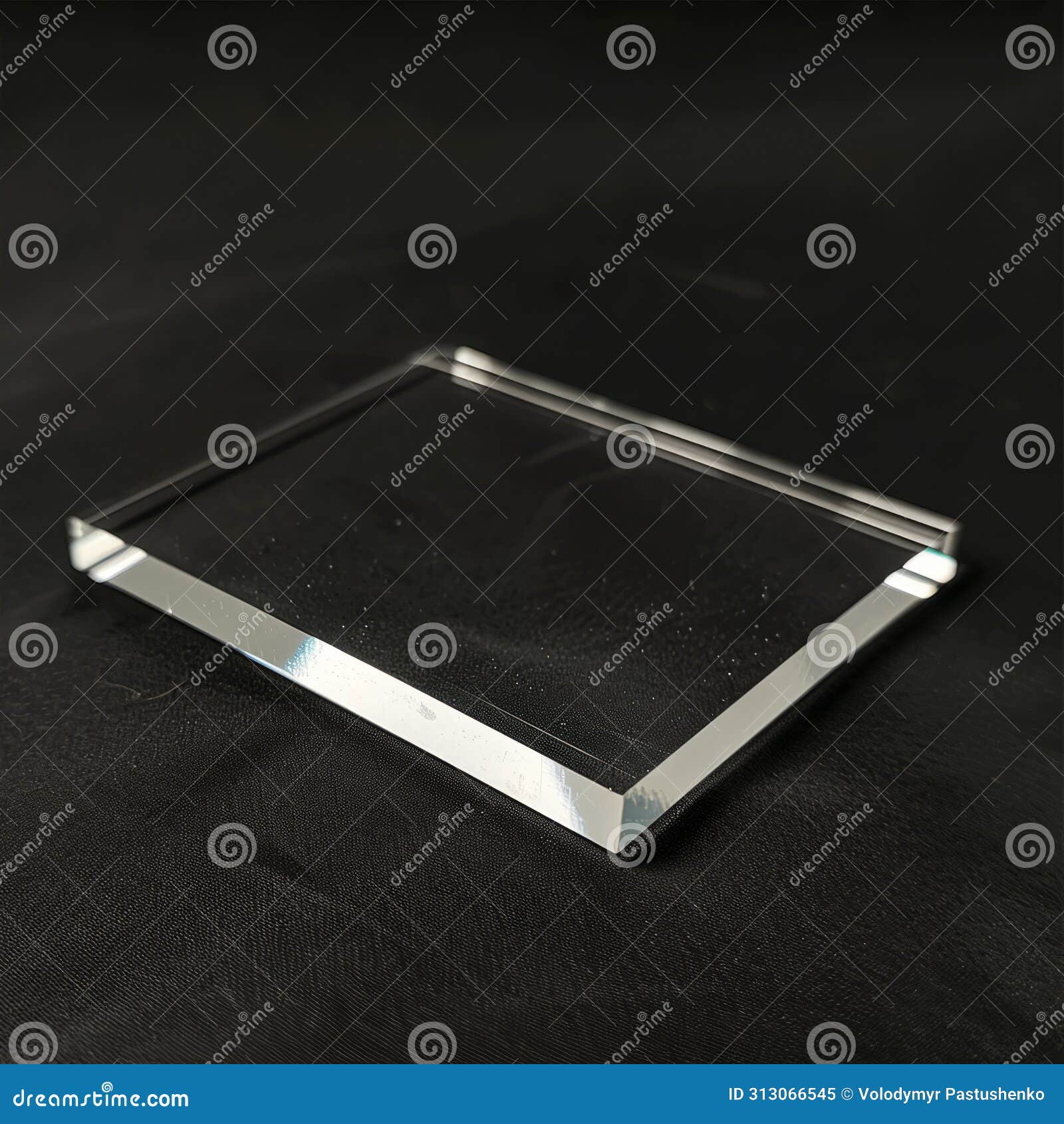 A Clear Glass Square on a Black Surface Stock Image - Image of silver ...