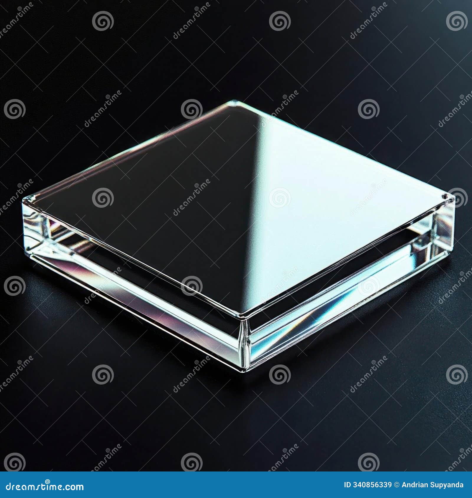 Clear Glass Square Display Stand with Reflective Surface Stock ...