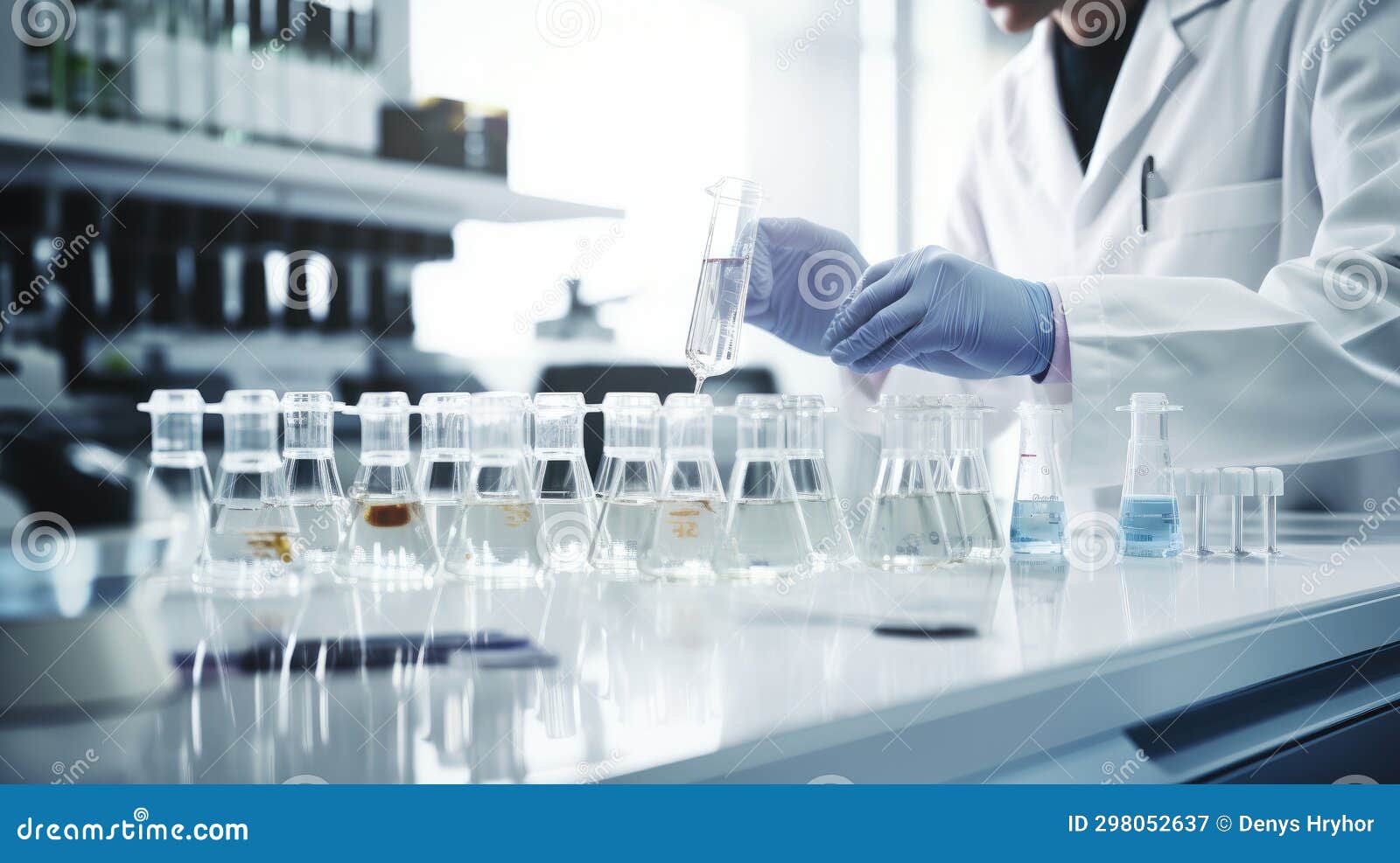 Clear Glass Test Tubes with Liquid Sample for Testing. Blood Analysis ...