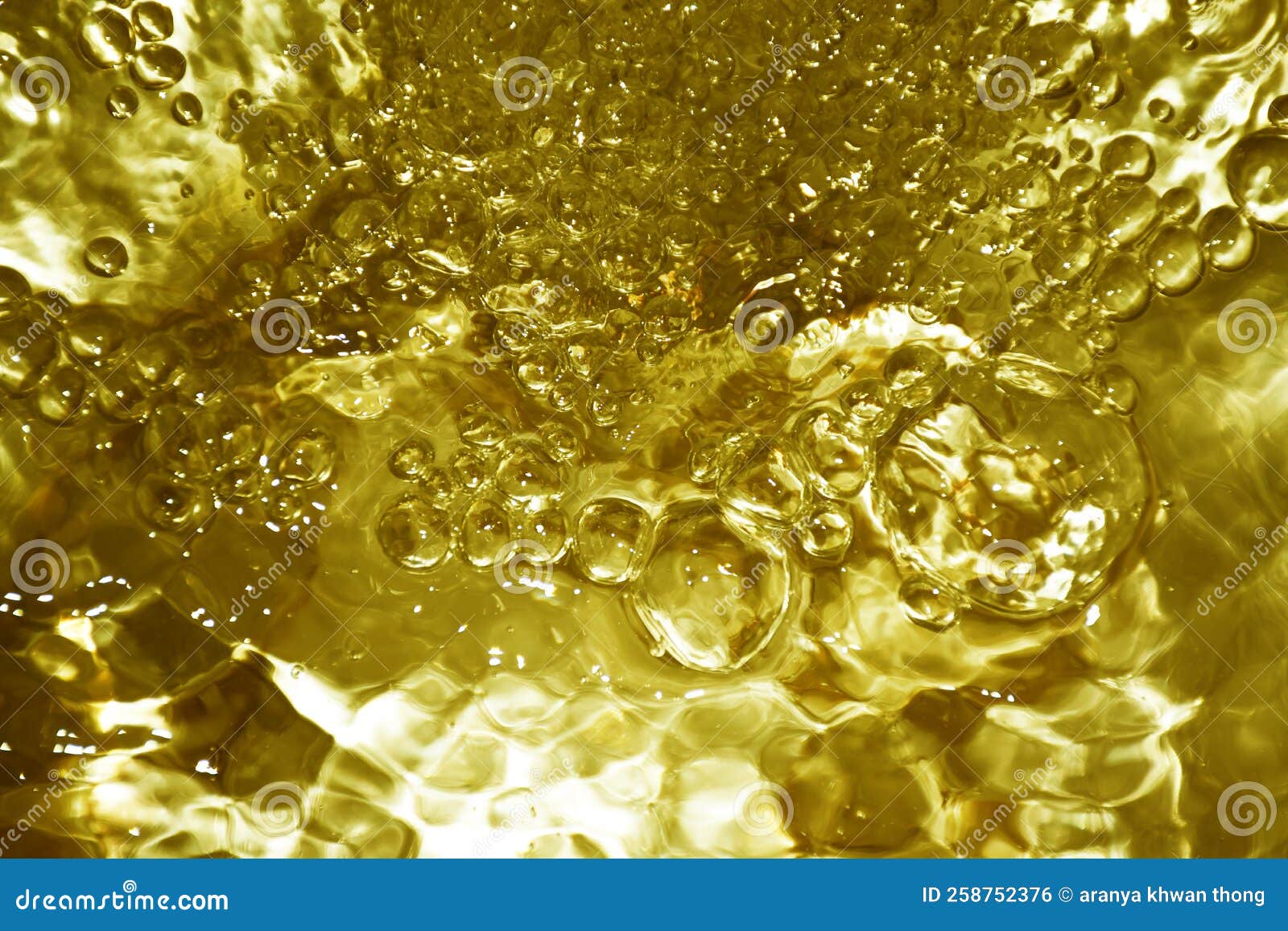 Clear Golden Yellow Water with Bubbles for Design and Background Stock ...
