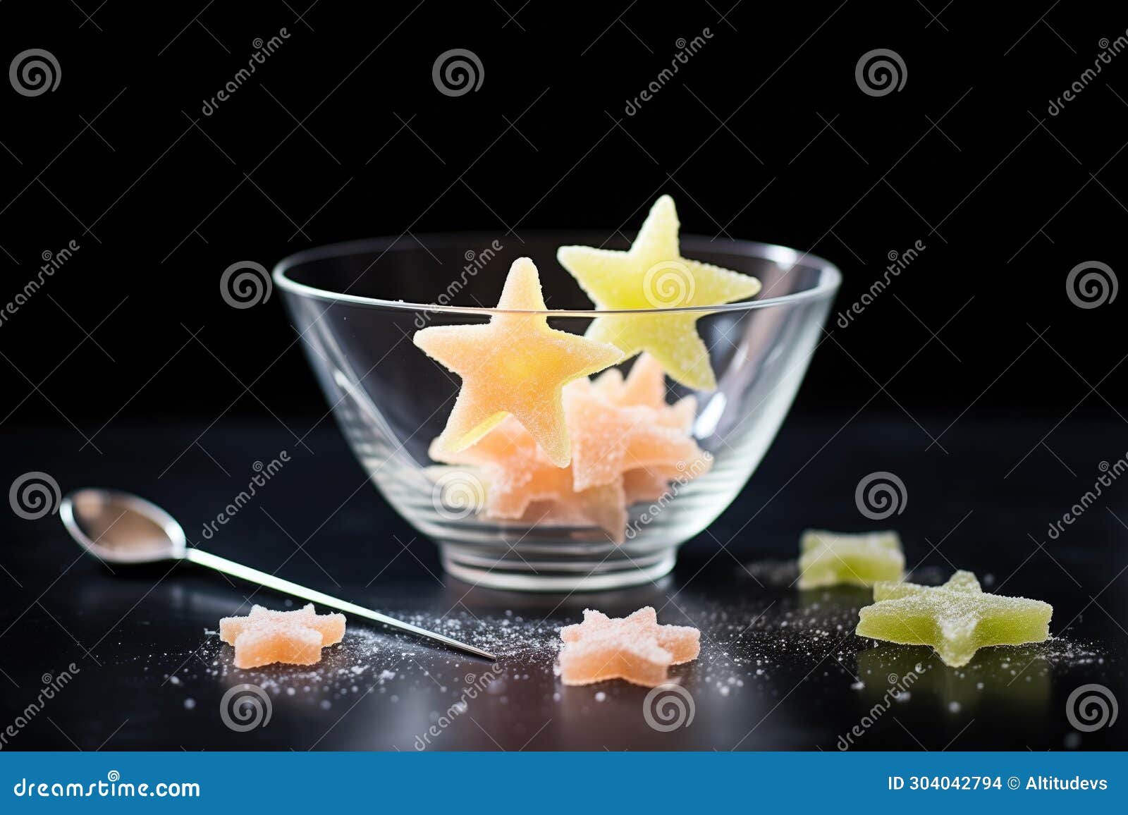Clear Gummy Stars with Sparkling Sugar on Black Stock Photo - Image of ...