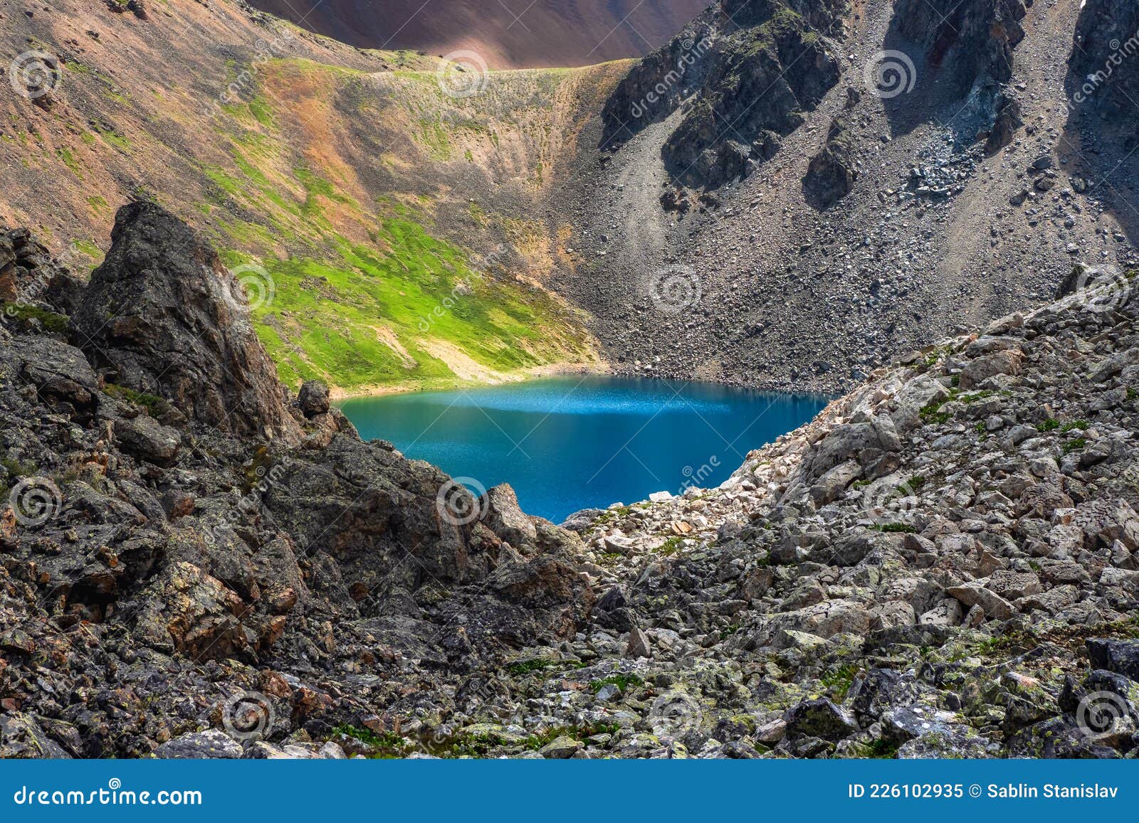 A Clear High-altitude Blue Lake in the Mountains. Kurai Ridge Stock ...