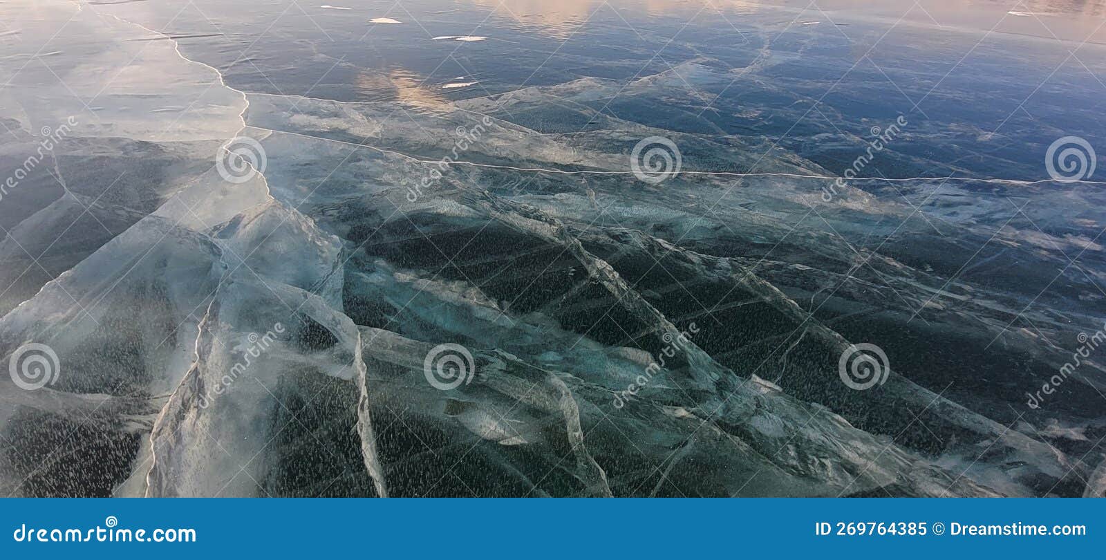 Clear Ice on Lake Baikal in Winter. Depth Stock Image - Image of crack ...