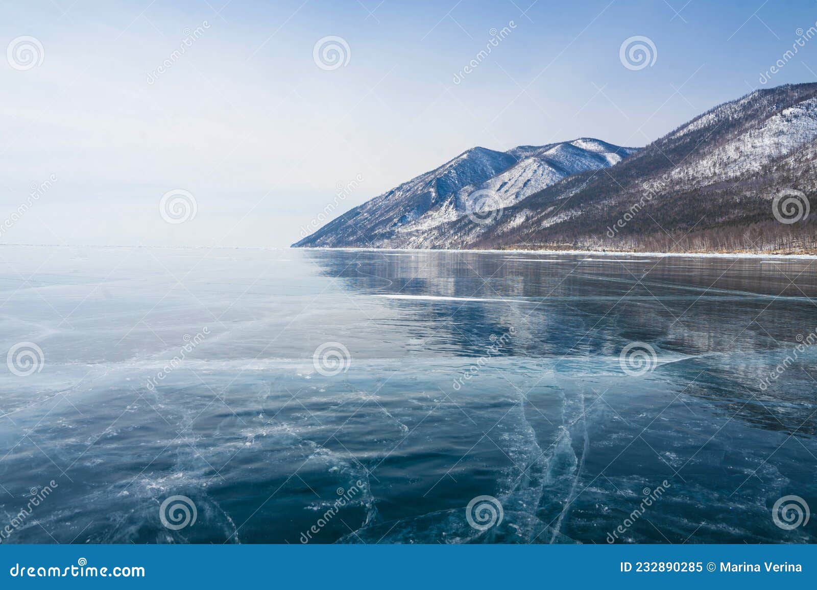 Clear Ice on the Lake in Winter Stock Image - Image of global ...