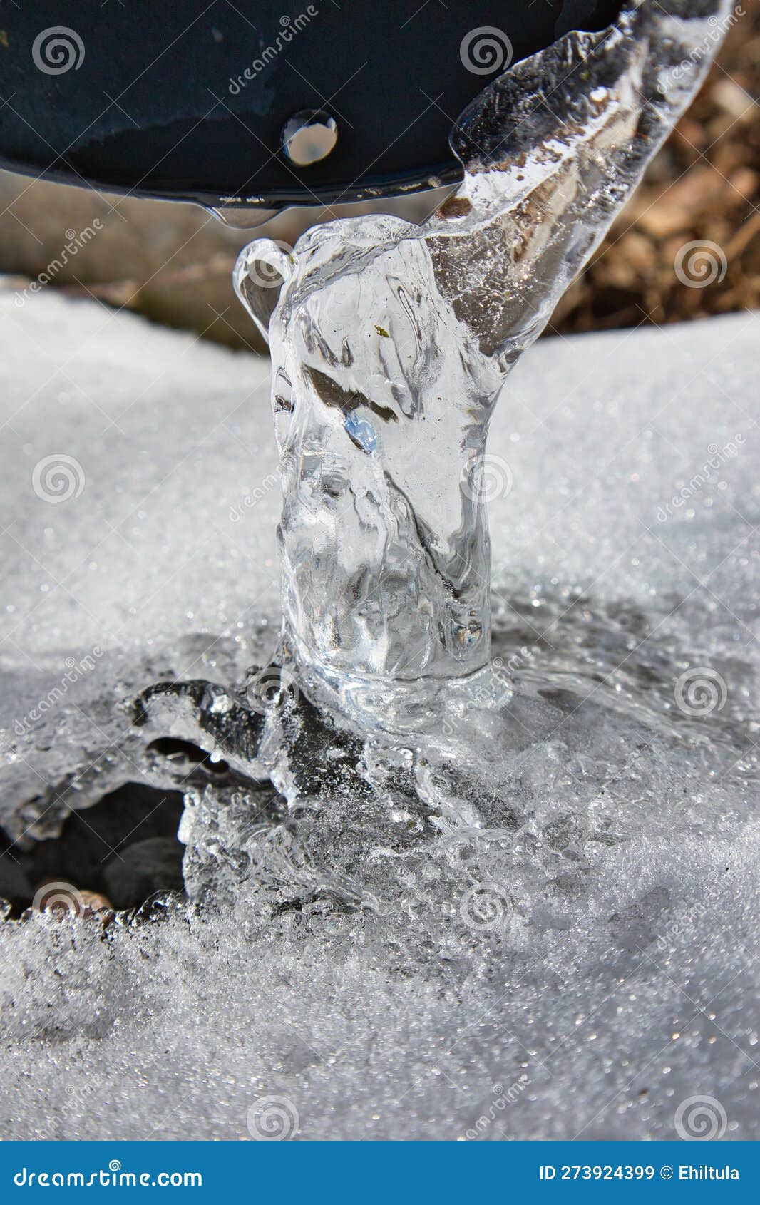 Clear Ice Pattern on Ground after Flowing Downspout Stock Image - Image ...